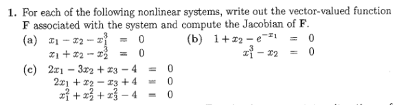 Solved 3 1. For each of the following nonlinear systems, | Chegg.com