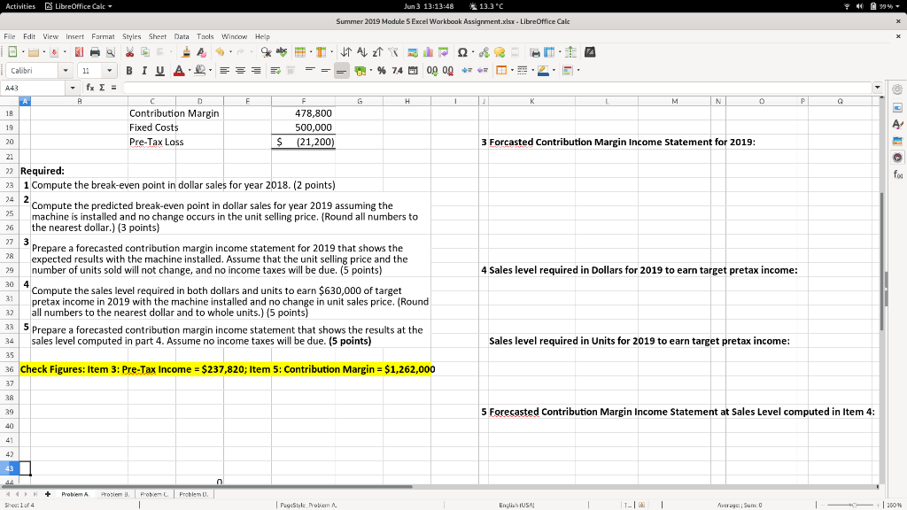 Solved Activities LibreOffice Calc 13.3 C Jun 3 13:13138 | Chegg.com