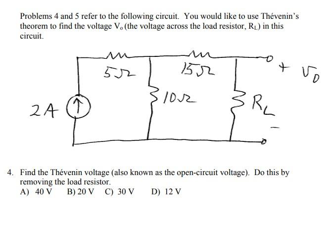 Solved Problems 4 and 5 refer to the following circuit. You | Chegg.com