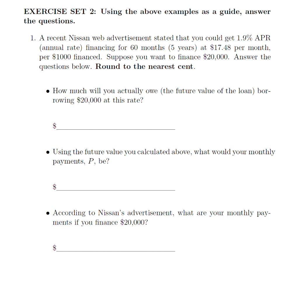 Solved EXERCISE SET 2: Using the above examples as a guide, | Chegg.com