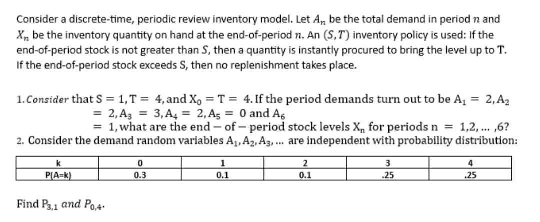 Solved Consider a discrete-time, periodic review inventory | Chegg.com