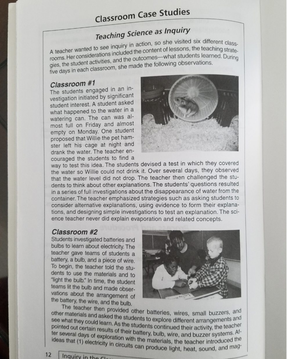 Solved Classroom Case Studies Teaching Science as Inquiry A | Chegg.com