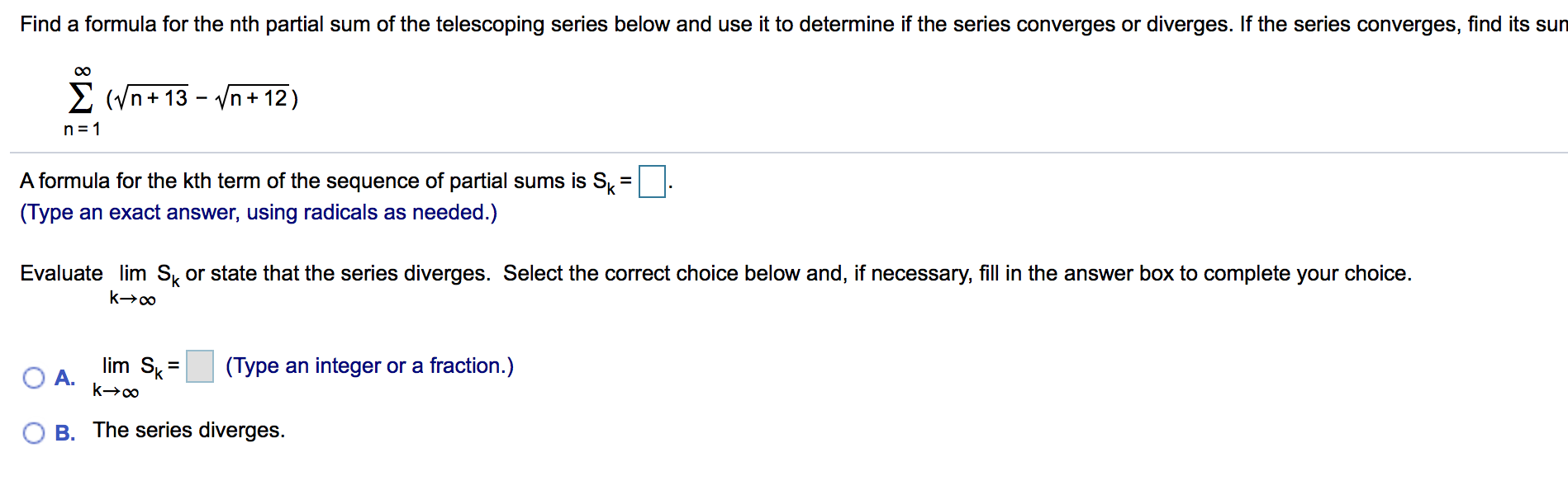 Solved Find Its Sun Find A Formula For The Nth Partial Sum 