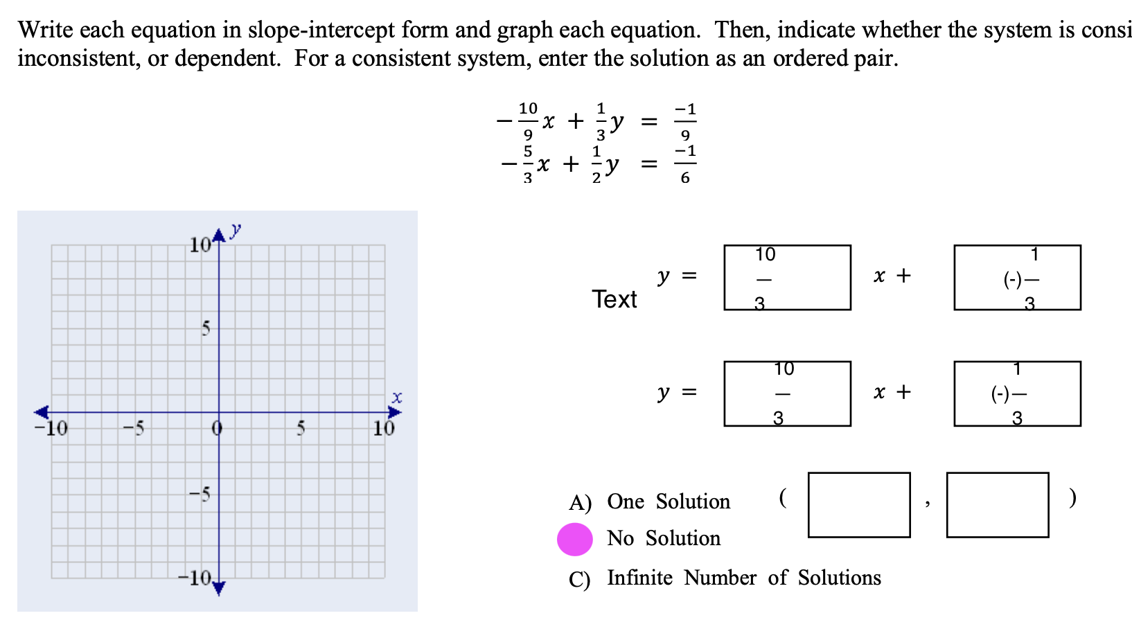 Solved Write each equation in slope-intercept form and graph | Chegg.com