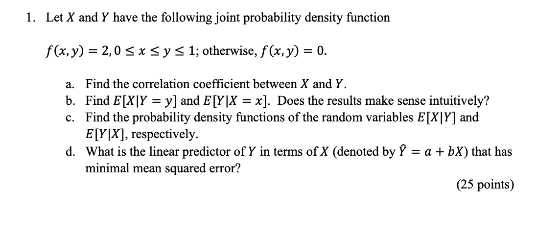 1. Let X and Y have the following joint probability | Chegg.com