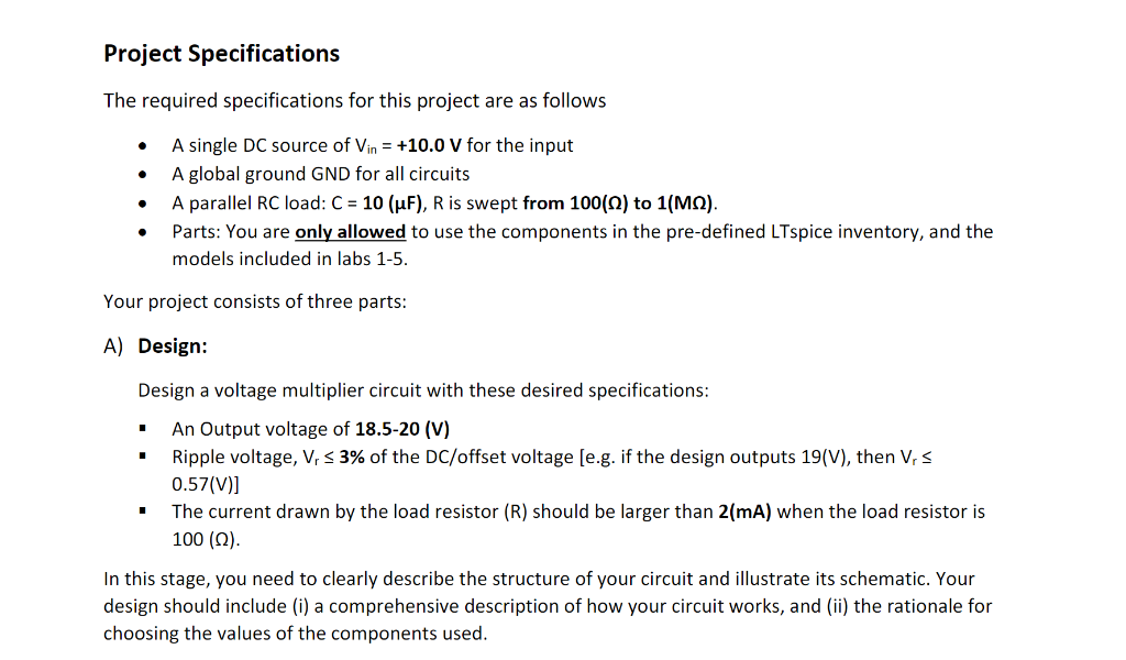 Solved Project Specifications The required specifications | Chegg.com