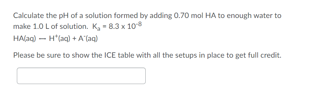 Solved Calculate the pH of a solution formed by adding 0.70 | Chegg.com