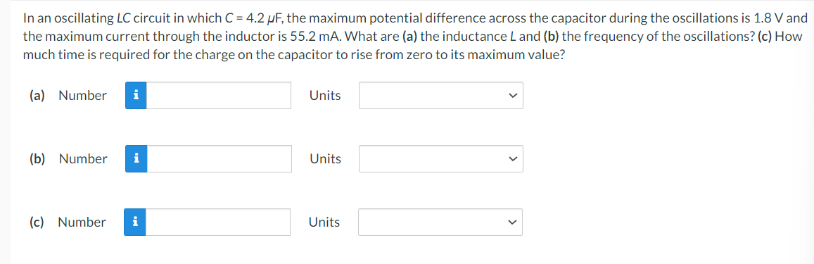 Solved In an oscillating LC circuit in which C=4.2μF, the | Chegg.com
