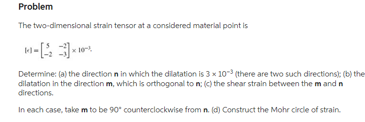 Solved The two-dimensional strain tensor at a considered | Chegg.com