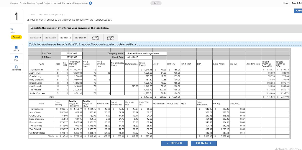 Chapter 7 - Continuing Payroll Project: Prevosti | Chegg.com