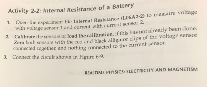 Activity 2-2: Internal Resistance of a Battery | Chegg.com