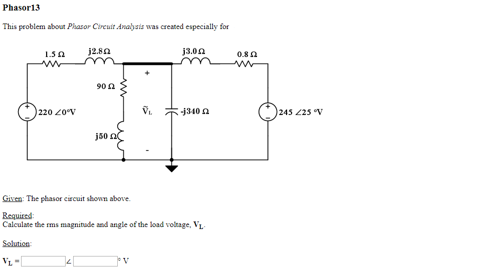 Solved Phasor13 This problem about Phasor Circuit Analysis | Chegg.com