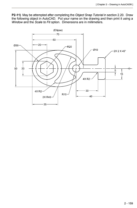 Solved [Chapter 2 - Drawing in AutoCADO) P2-11) May be | Chegg.com