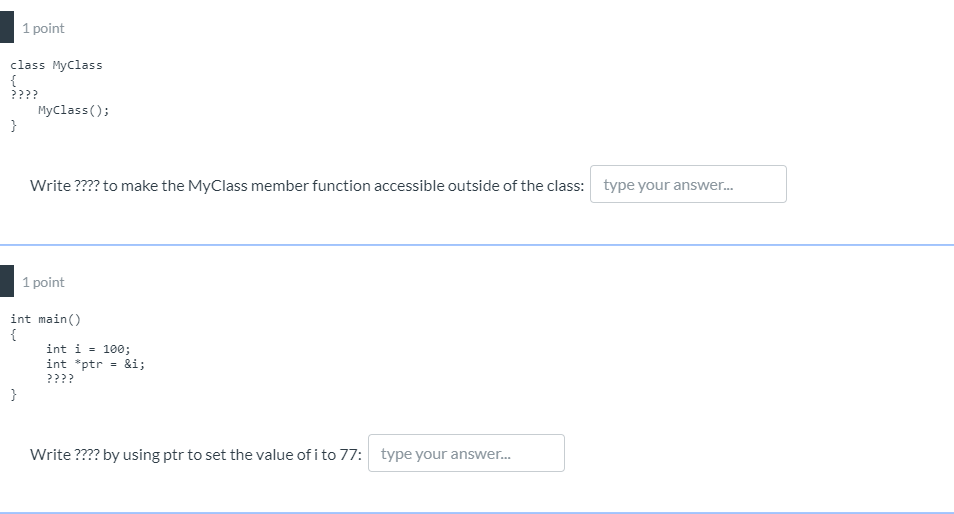Solved 1 point struct MyStruct { int val; MyStruct(); | Chegg.com