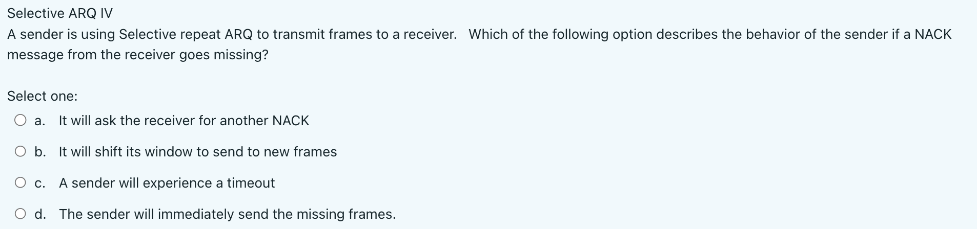 Solved A sender is using Selective repeat ARQ to transmit | Chegg.com