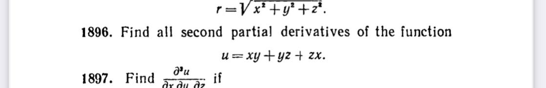 Solved r=x2+y2+z2. 1896. Find all second partial derivatives | Chegg.com