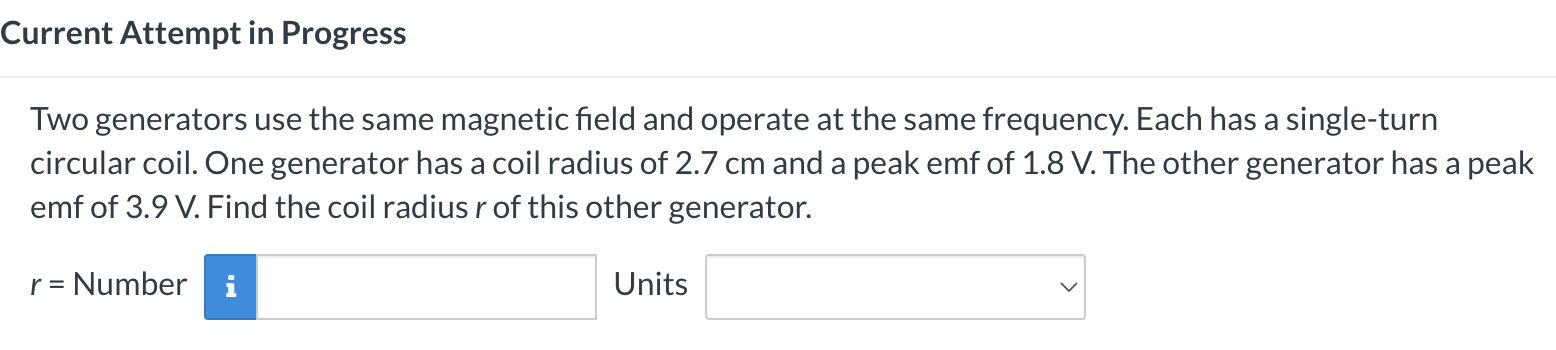 Solved Current Attempt in ProgressTwo generators use the | Chegg.com