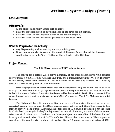 Solved Week007 - System Analysis (Part 2) Case Study 002 | Chegg.com
