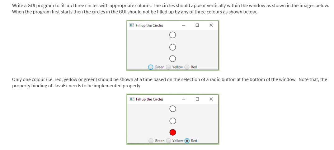 Solved Write a GUI program to fill up three circles with | Chegg.com