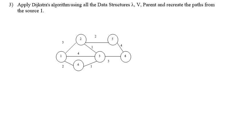Solved 3) Apply Dijkstra's algorithm using all the Data | Chegg.com