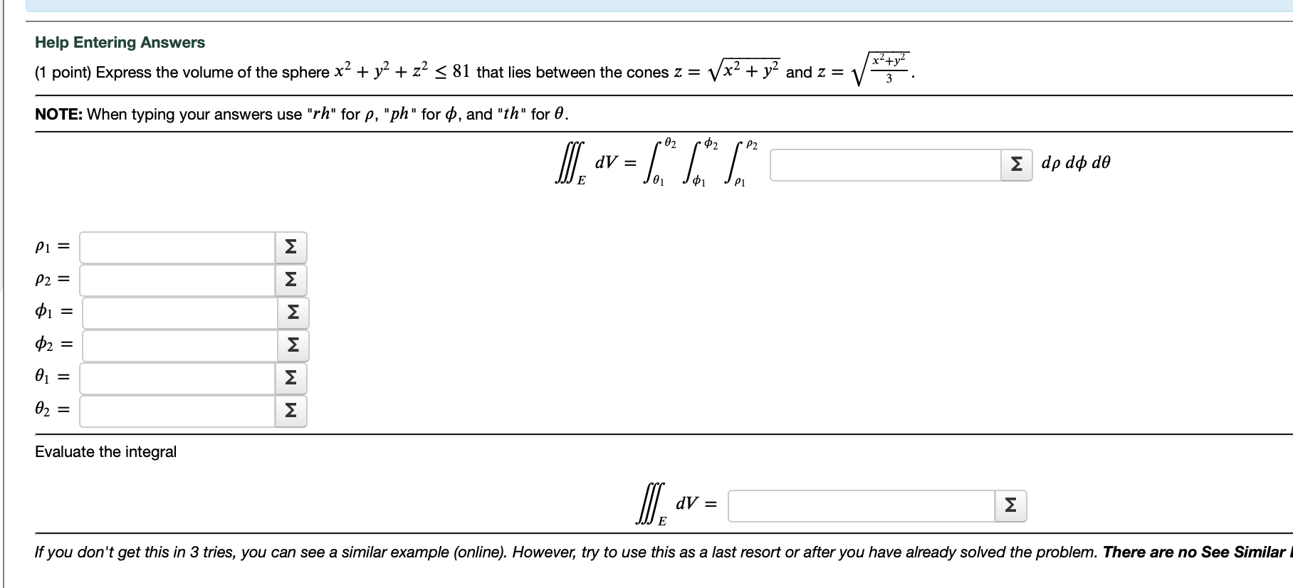 Solved Help Entering Answers (1 point) Express the volume of | Chegg.com