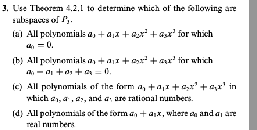 Solved Use Theorem 4.2.1 to determine which of the following | Chegg.com