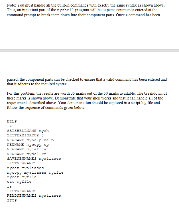 Write a shell program, called myshell, that runs on | Chegg.com