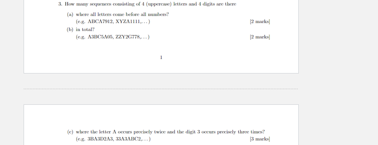 Solved 3. How many sequences consisting of 4 (uppercase) | Chegg.com