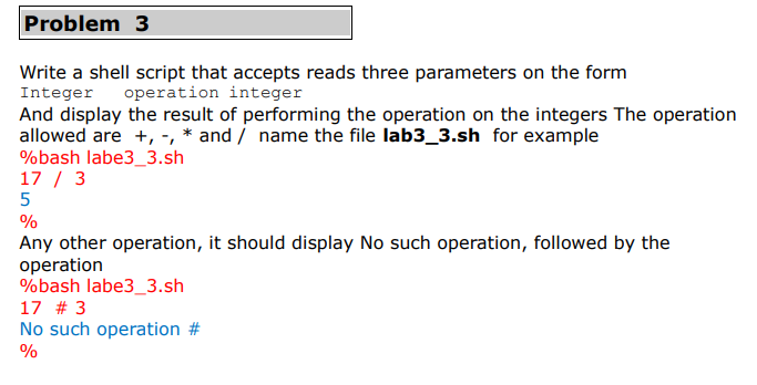 Solved Problem 3 Write A Shell Script That Accepts Reads 
