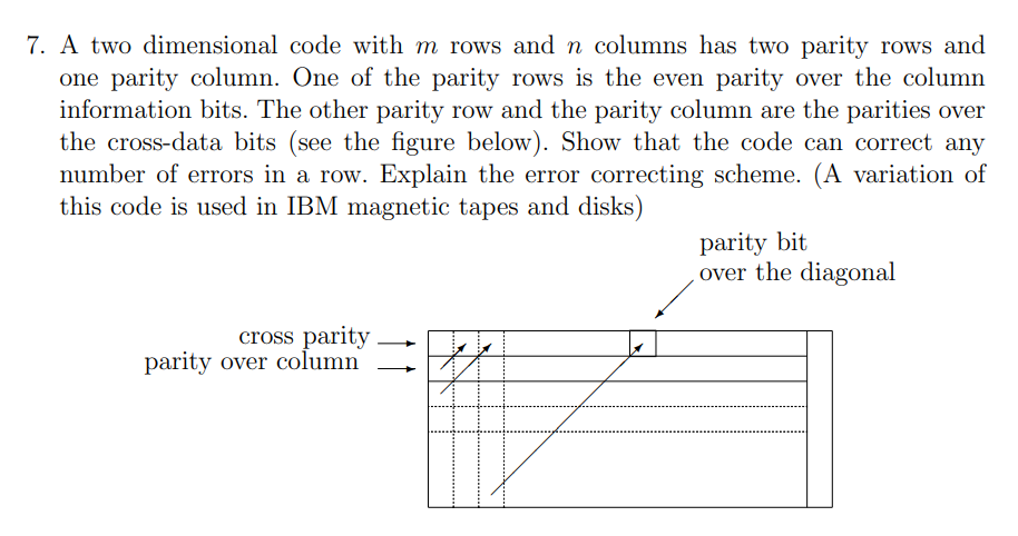 7. A two dimensional code with m rows and n columns | Chegg.com