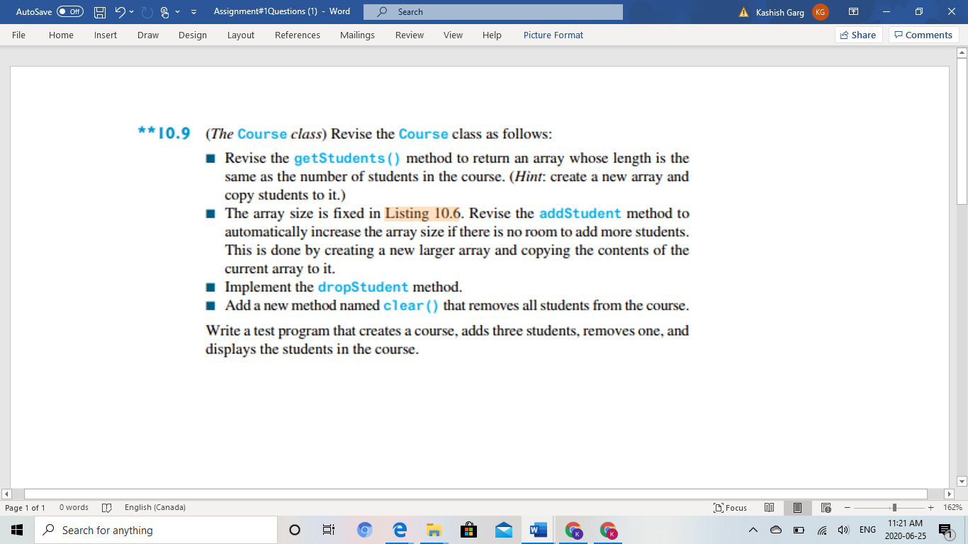 Solved AutoSave Assignment#1Questions (1) - Word O Search A | Chegg.com
