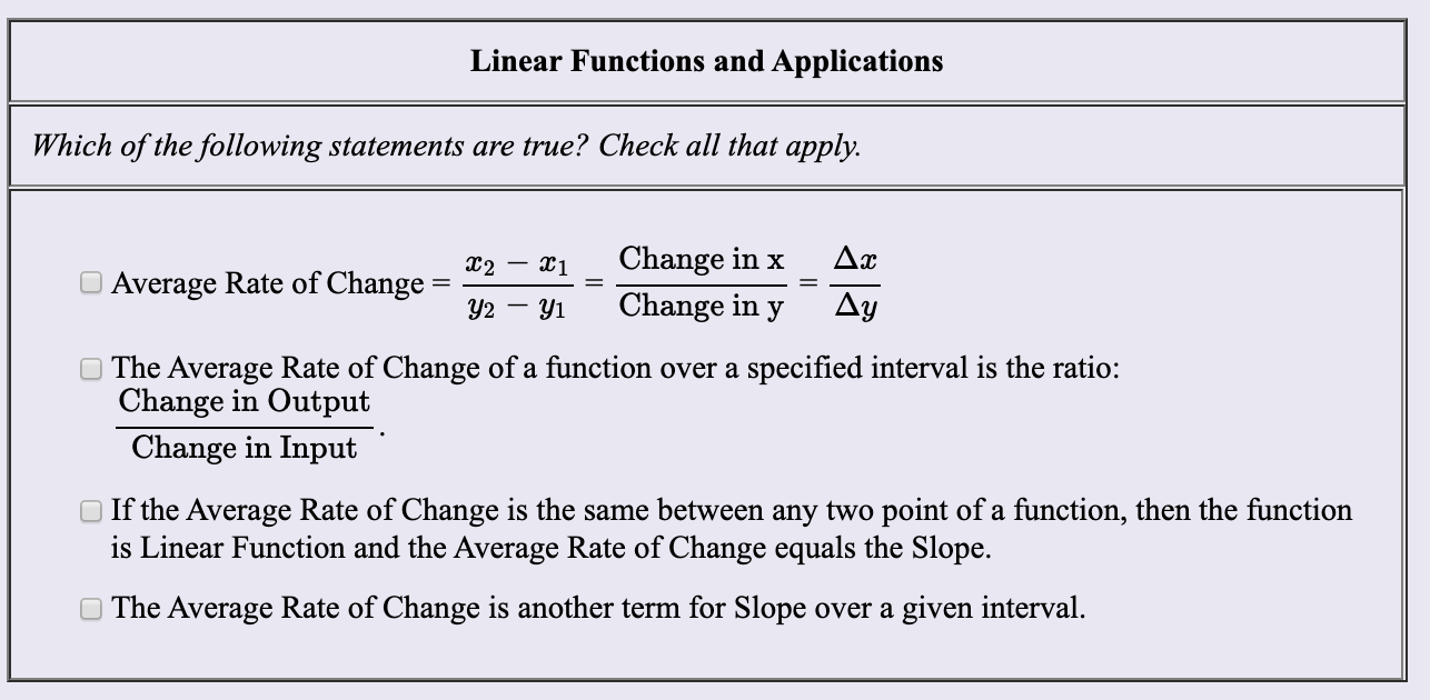 Solved Linear Functions and Applications Which of the | Chegg.com