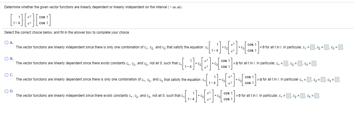 Solved Determine Whether The Given Vector Functions Are 1607