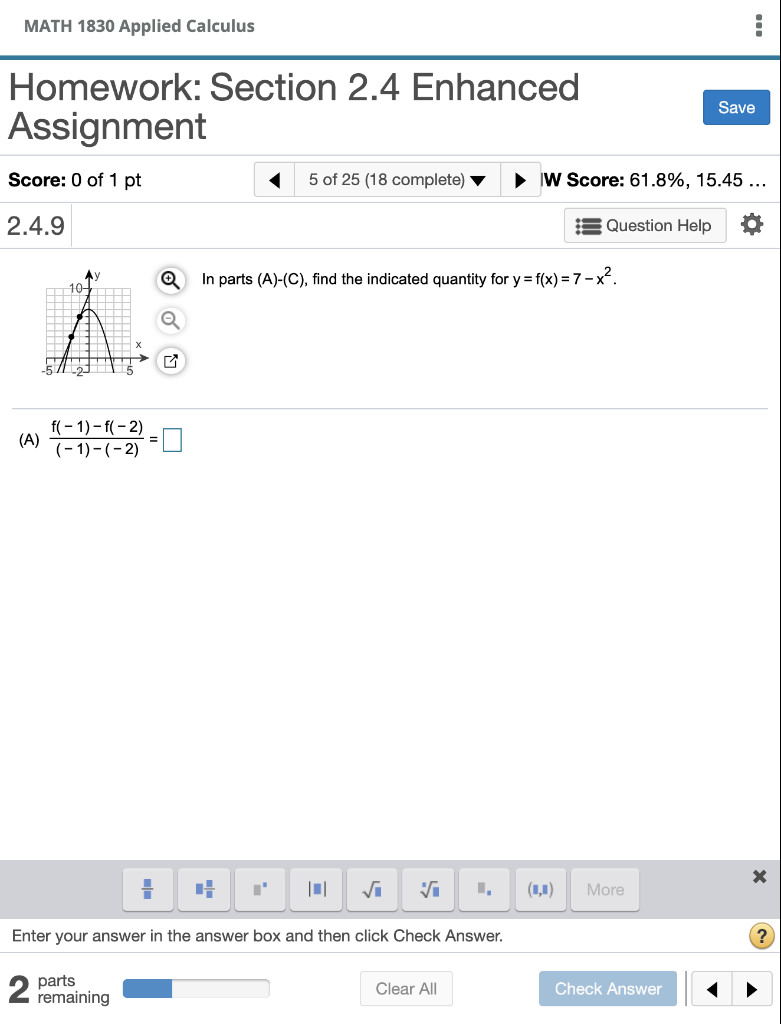 Solved MATH 1830 Applied Calculus Homework: Section 2.4 | Chegg.com Solved MATH 1830 Applied Calculus Homework: Section 2.4 | Chegg.com
