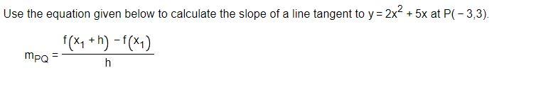 Solved Use the equation given below to calculate the slope | Chegg.com