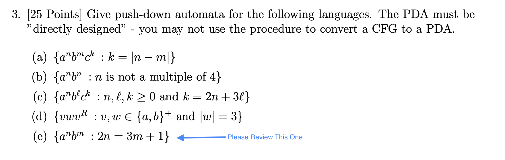 3. [25 Points) Give push-down automata for the | Chegg.com