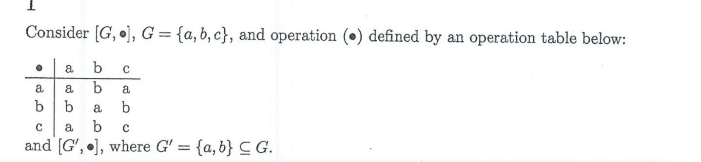 Solved Consider [G,∙],G={a,b,c}, and operation (∙) defined | Chegg.com