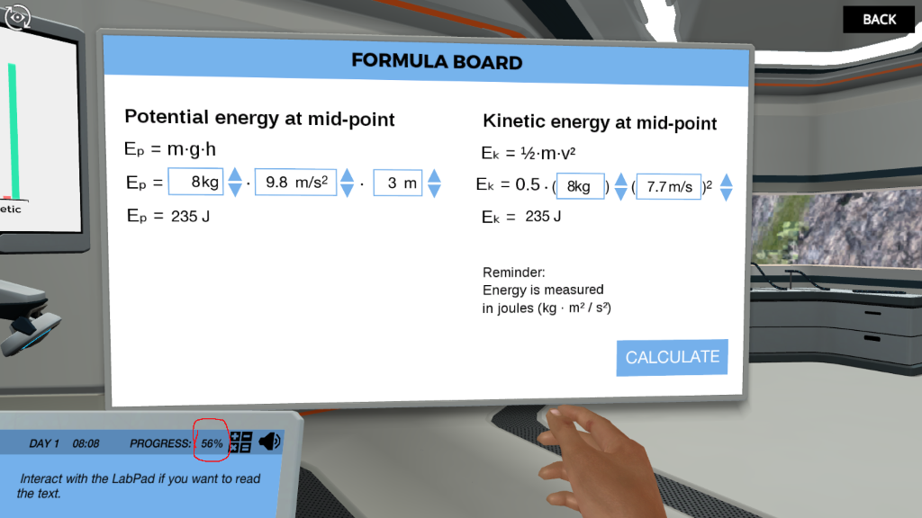 BOARD BACK Potential energy at top Ep = m.g.h Ep = | Chegg.com