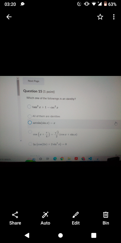Solved Which one of the followings is an identity? | Chegg.com