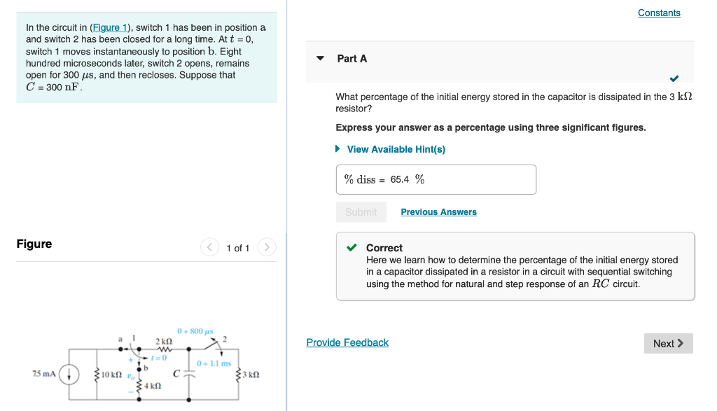 Solved In the circuit in (Figure 1), switch 1 has been in | Chegg.com