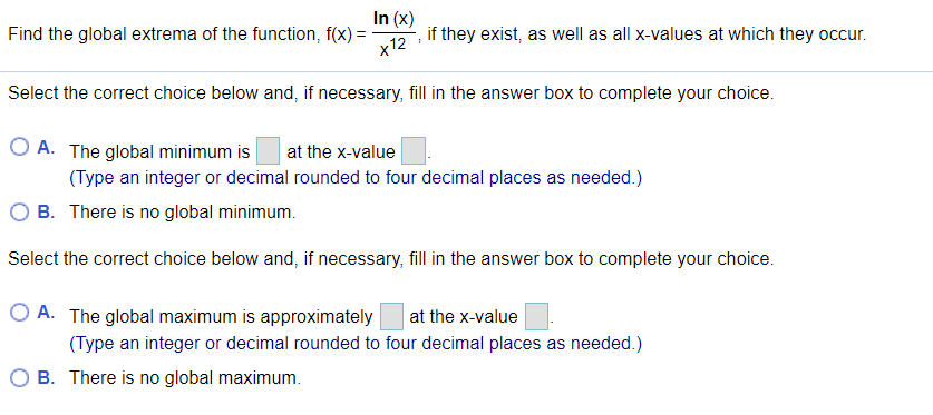Solved Find the global extrema of the function, | Chegg.com