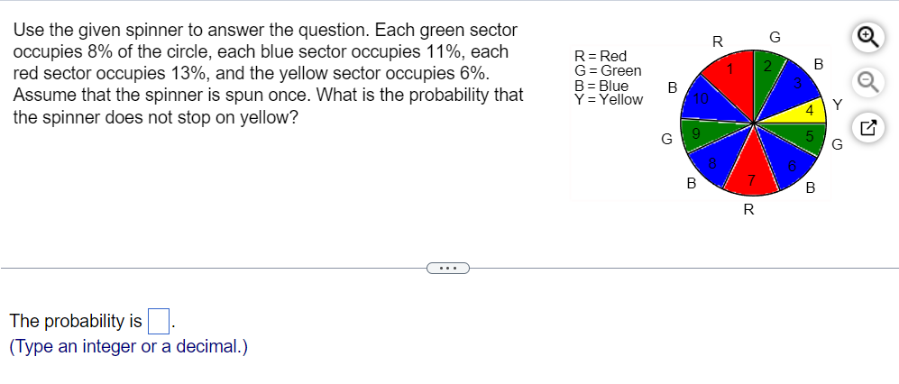 Solved Use the given spinner to answer the question. Each | Chegg.com