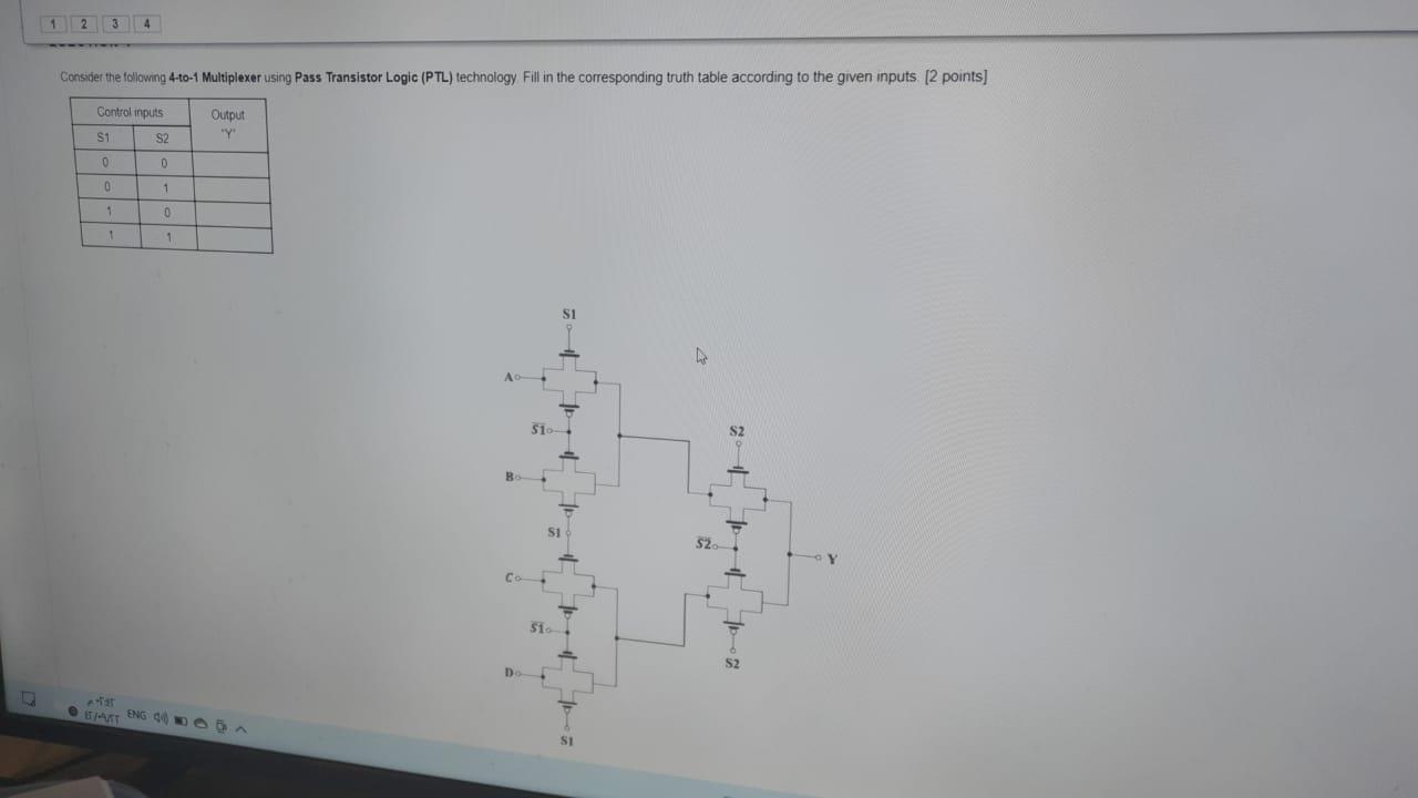 Solved 1 2 3 4 Consider the following 4-to-1 Multiplexer | Chegg.com