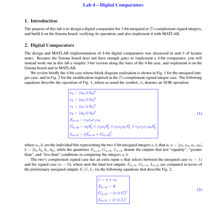 1. Introduction The purpose of this lab is to design | Chegg.com