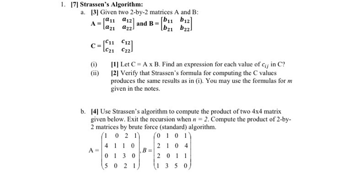 Solved Given two 2-by-2 matrices A and B: A = [a_11 a_12 | Chegg.com