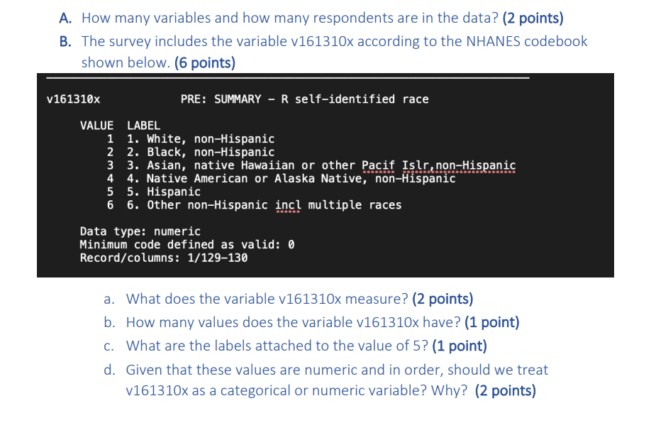 Exercise 2: Codebook (8 points) For this test, we'll | Chegg.com