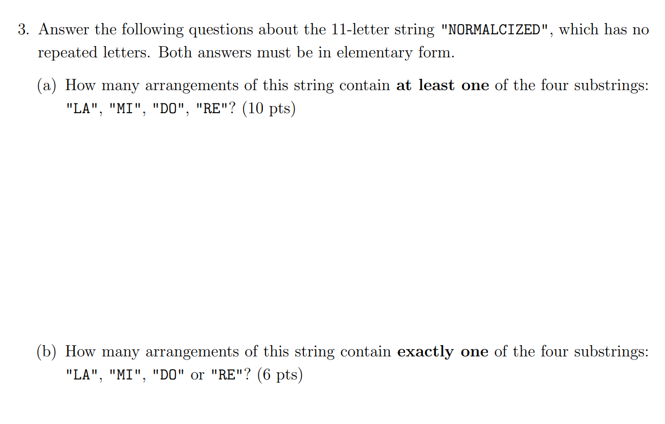 Solved 3. Answer the following questions about the 11-letter | Chegg.com