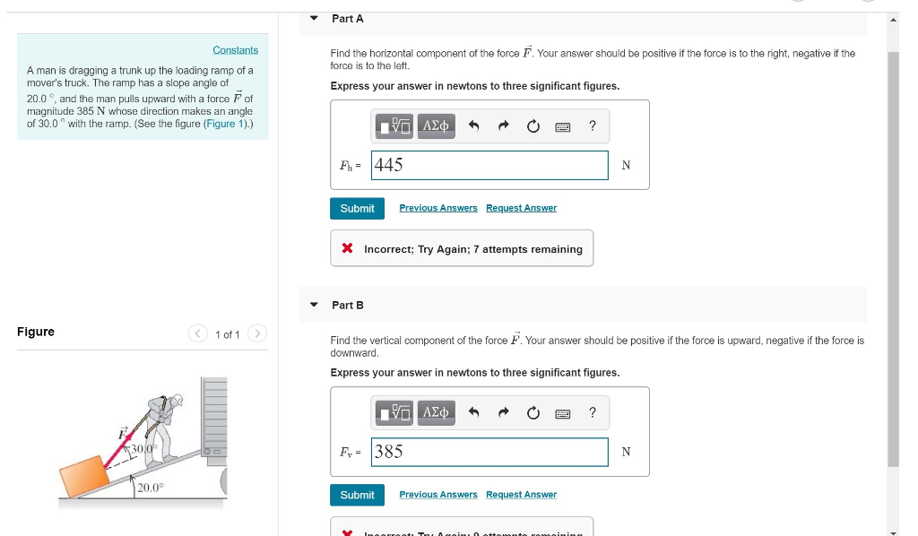 Solved Part A Constants Find the horizontal component of the | Chegg.com