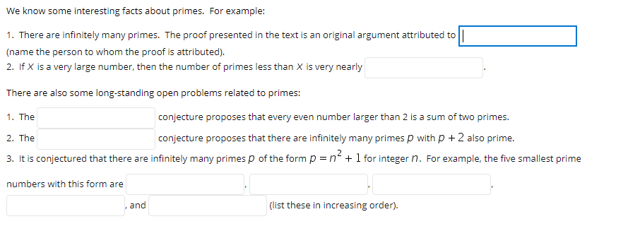 Solved We know some interesting facts about primes. For | Chegg.com