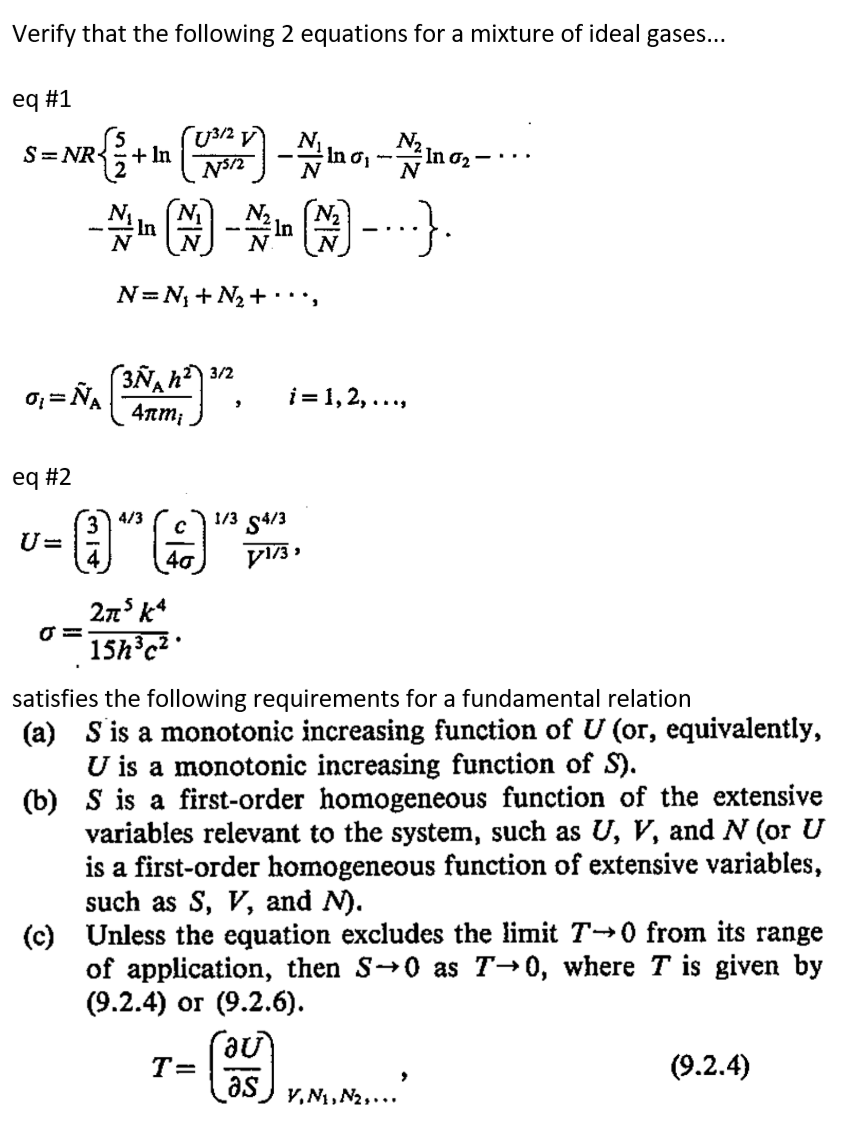 Solved Verify that the following 2 ﻿equations for a mixture | Chegg.com